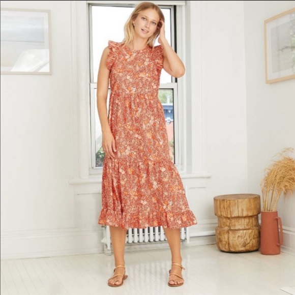 Universal Thread | Dresses | Universal Thread Ruffle Sleeve Midi Dress Nwt | Poshmark